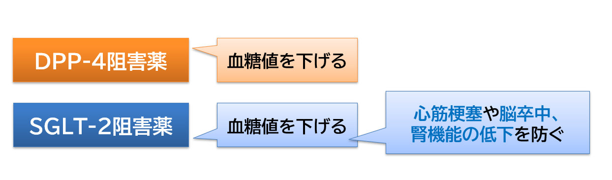 「DPP-4阻害薬」と「SGLT-2阻害薬」、同じ糖尿病治療薬の違いは？～心・腎保護効果と副作用 | お薬Q＆A 〜Fizz Drug Information〜